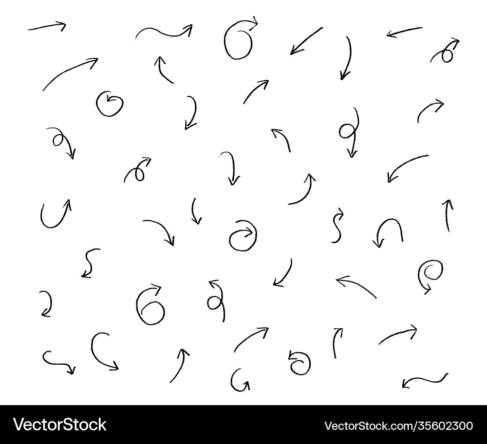 Hand drawn arrow set abstract shapes doodle Vector Image