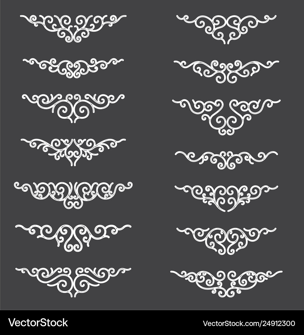 Ornamental rule line set and border design element