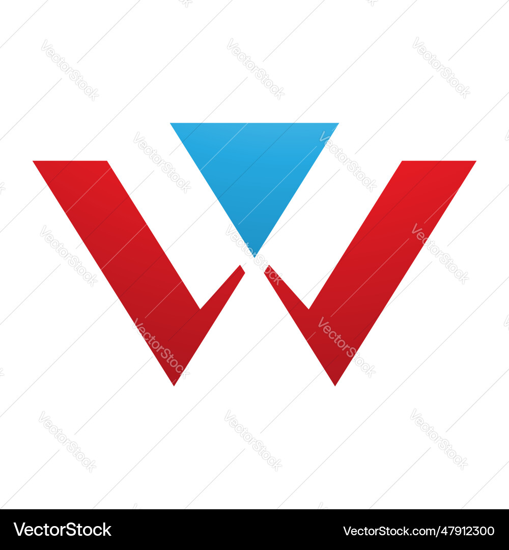 Red and blue triangle shaped letter w icon Vector Image