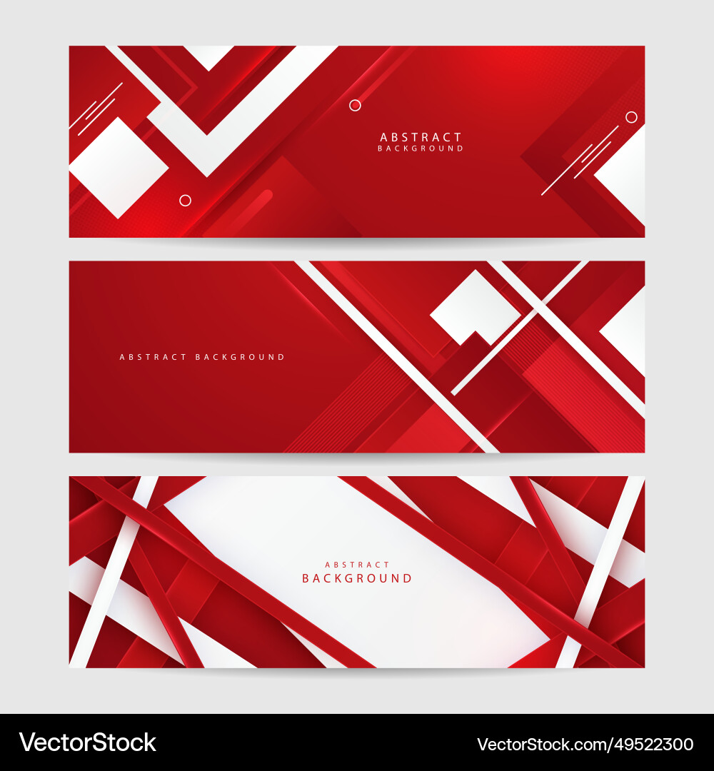 Red and white abstract wide banner background Vector Image