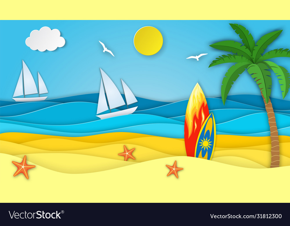 Sea landscape with beach Royalty Free Vector Image