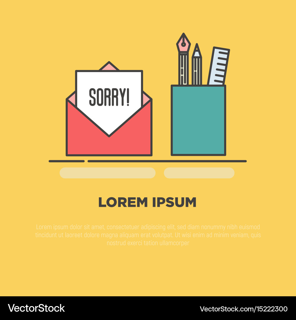 Sorry written in envelope with pen Royalty Free Vector Image