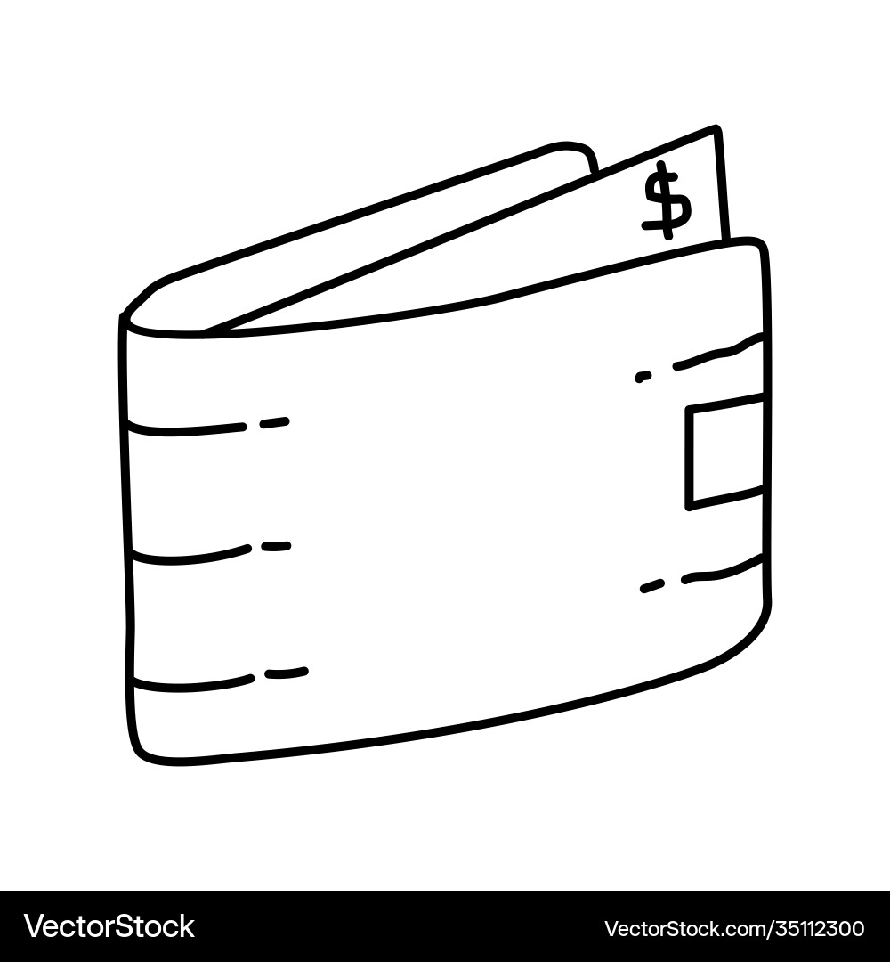 Wallet icon doodle hand drawn or outline icon Vector Image