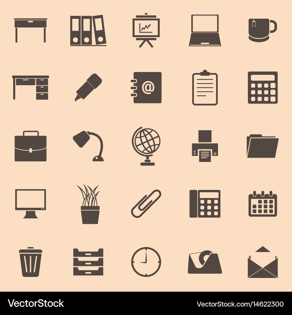 Workspace color icons on brown background Vector Image