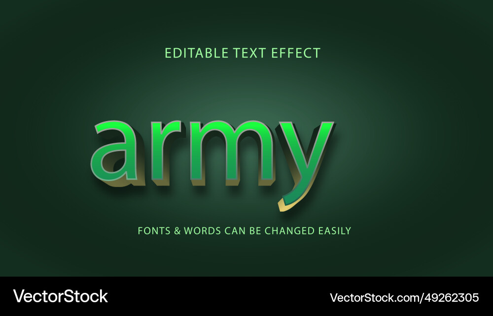 Army green and golden editable 3d text effect-01 Vector Image