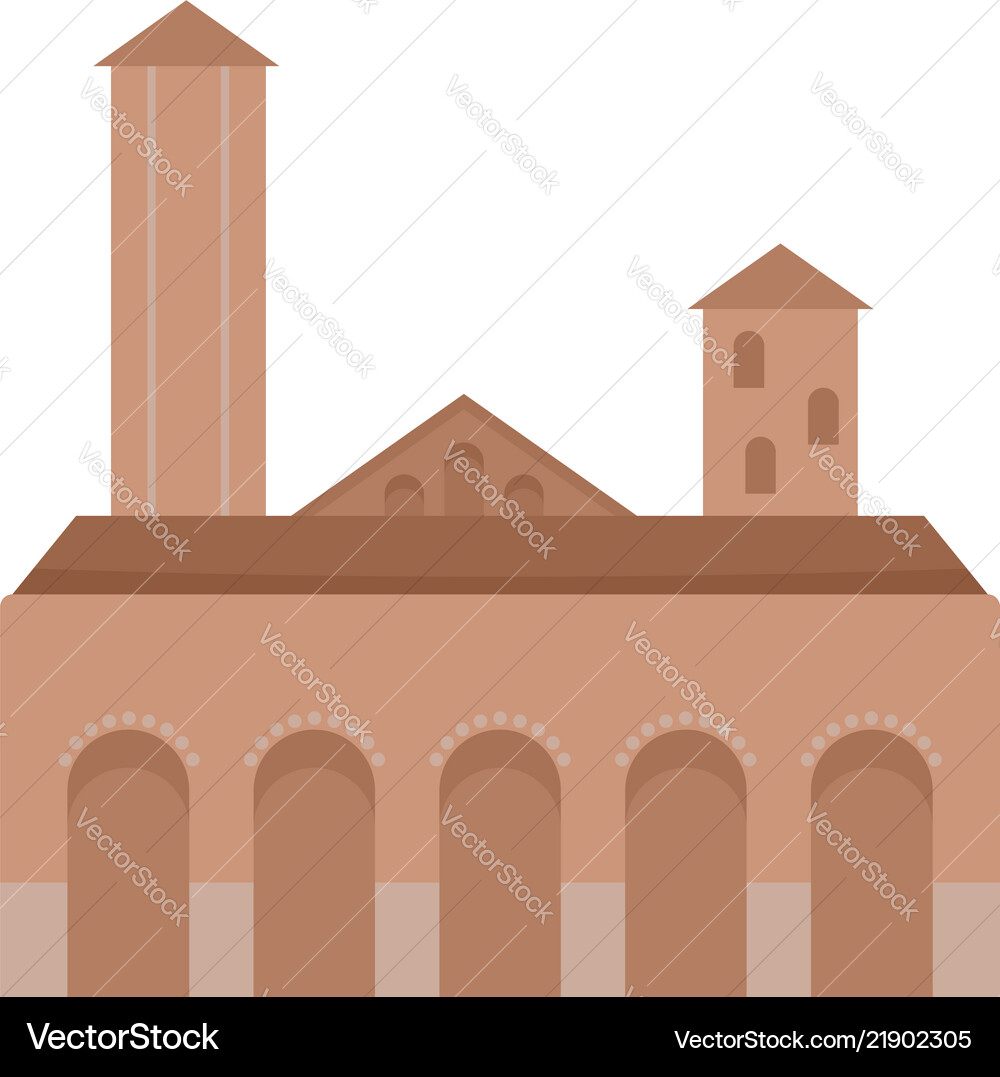 City tower brown building icon flat style Vector Image