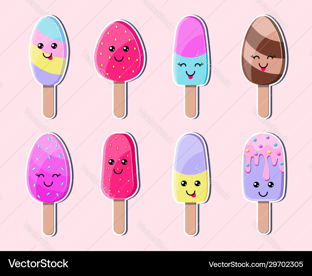 Colorful ice cream stickers Royalty Free Vector Image
