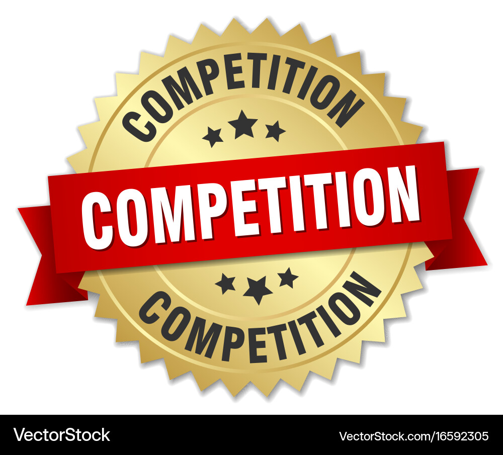 Competition round isolated gold badge Royalty Free Vector