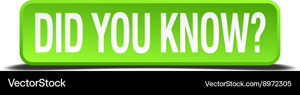 Did you know green 3d realistic square isolated Vector Image