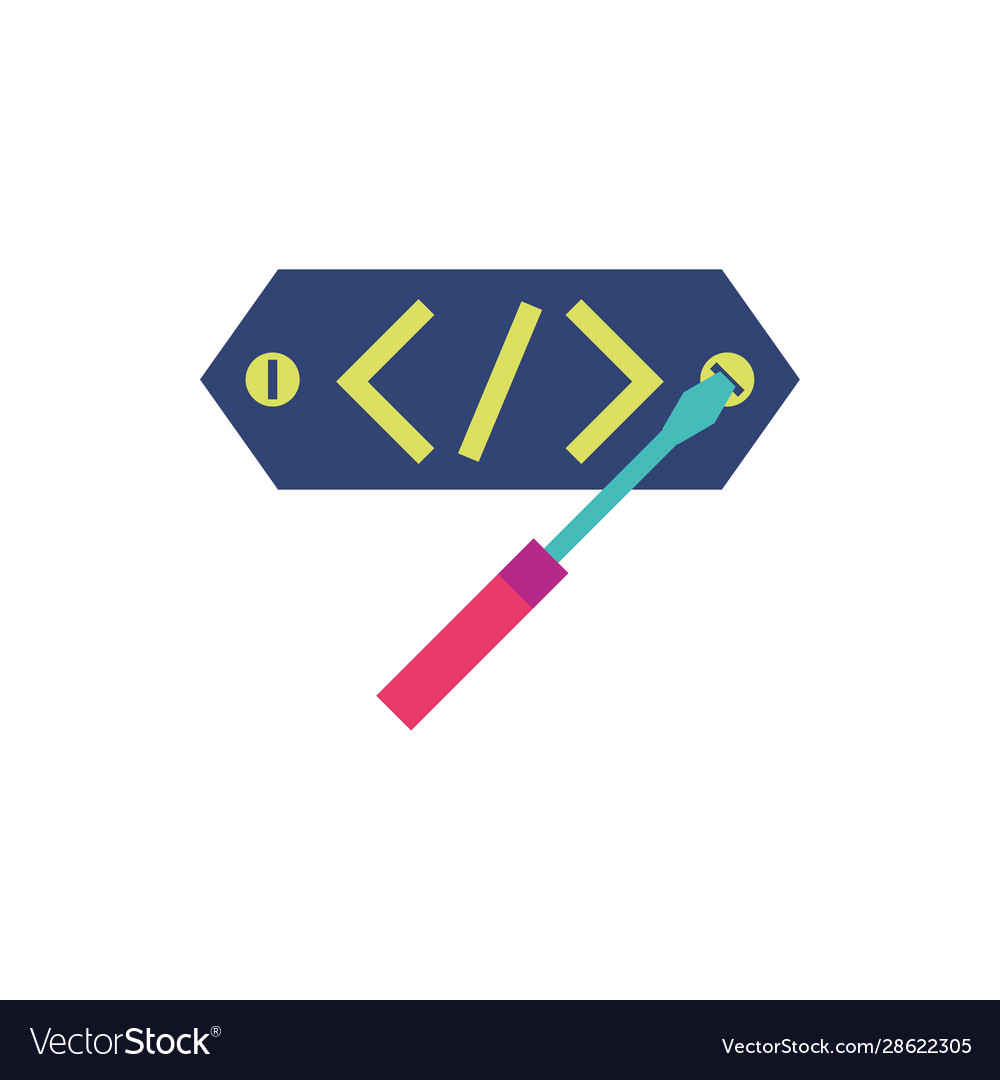 Isolated website code and screwdriver Royalty Free Vector