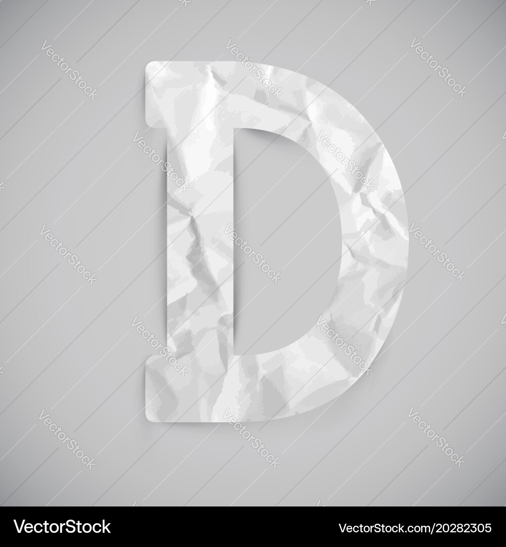 Letter made by crumpled paper with shadows Vector Image