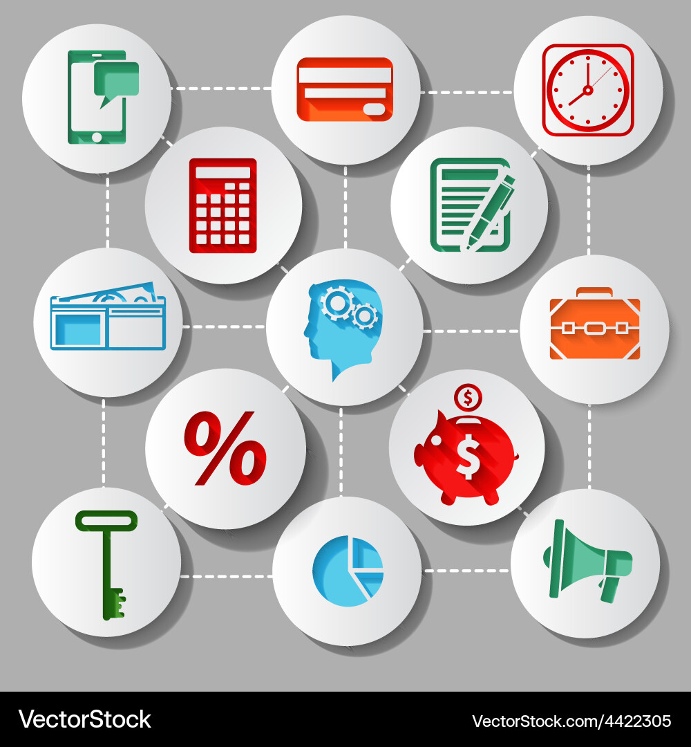 Management and finance flat design icon set Vector Image