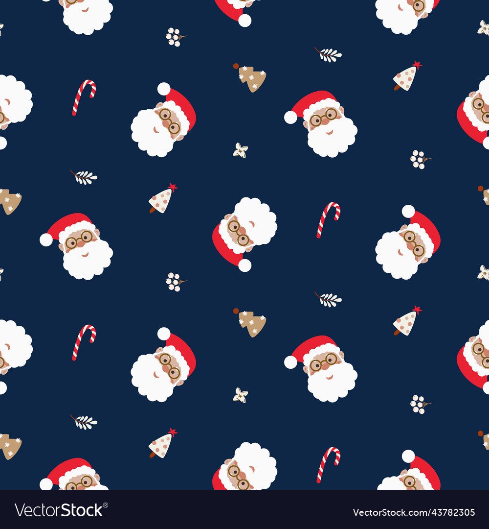 Santa claus christmas seamless pattern blue navy Vector Image