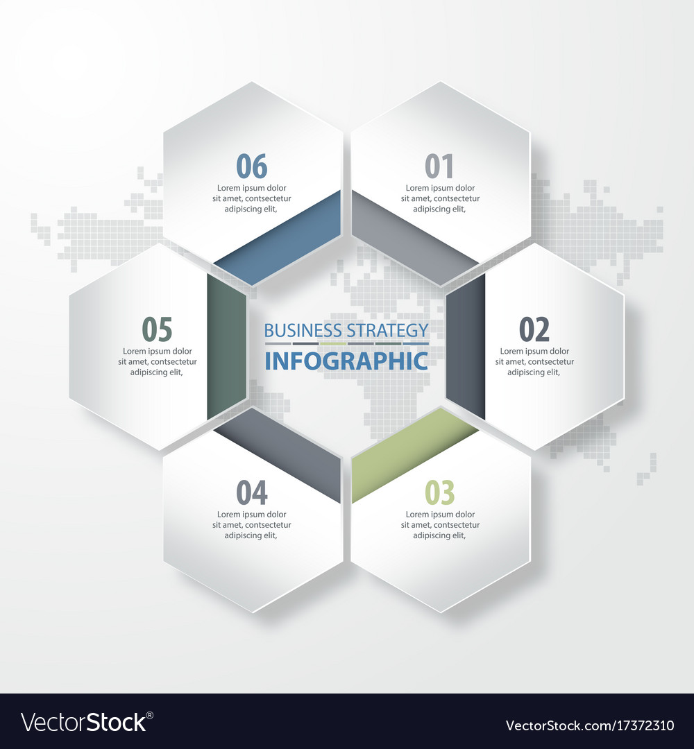 6 modern and clean hexagon design elements Vector Image