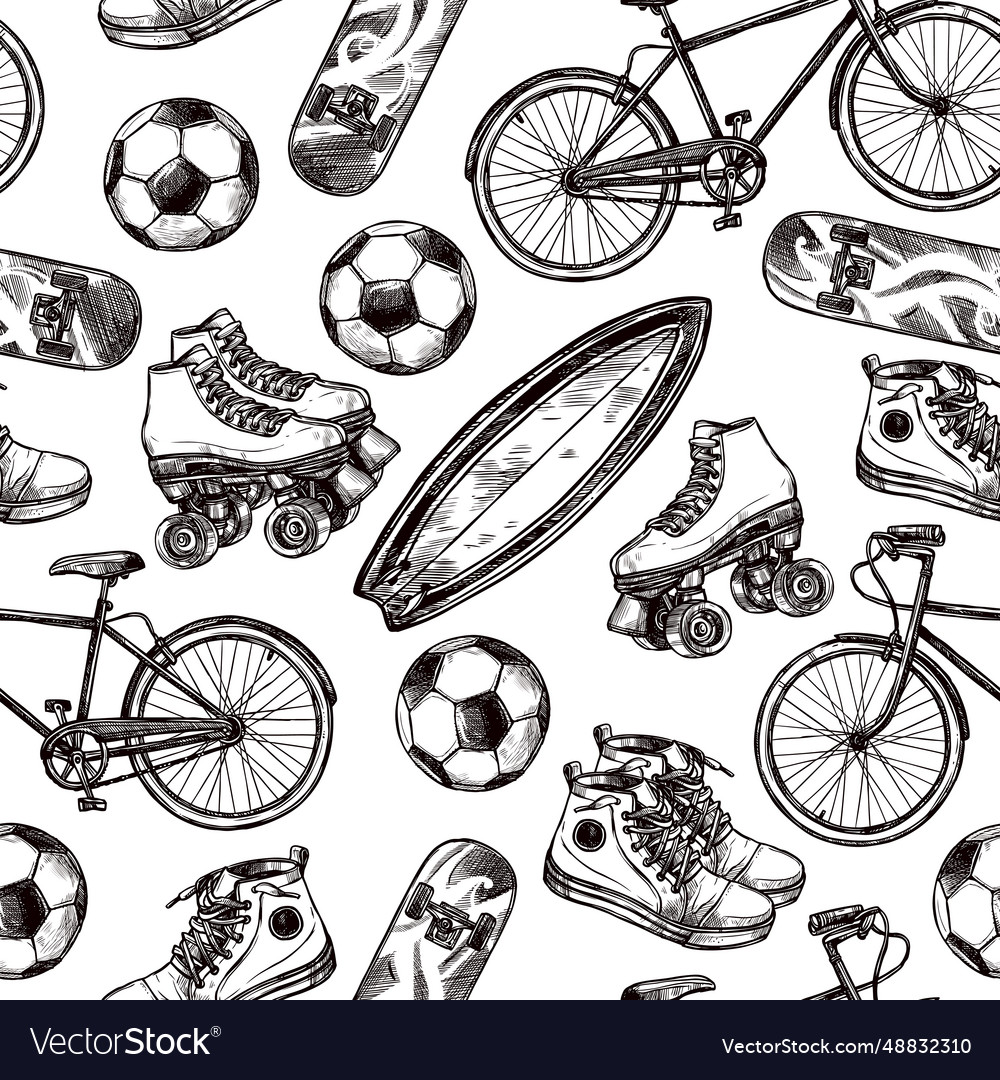 Active recreation seamless pattern Royalty Free Vector Image