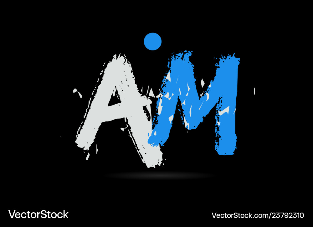 Blue white alphabet letter combination am a m Vector Image