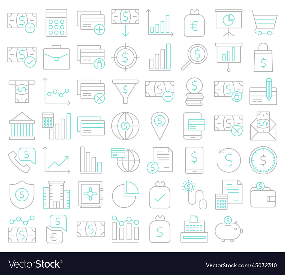 Icons set of finance Royalty Free Vector Image