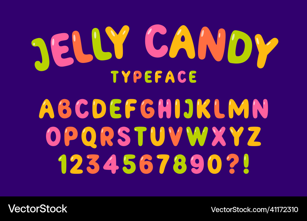 Jelly candy font multicolored uppercase Royalty Free Vector