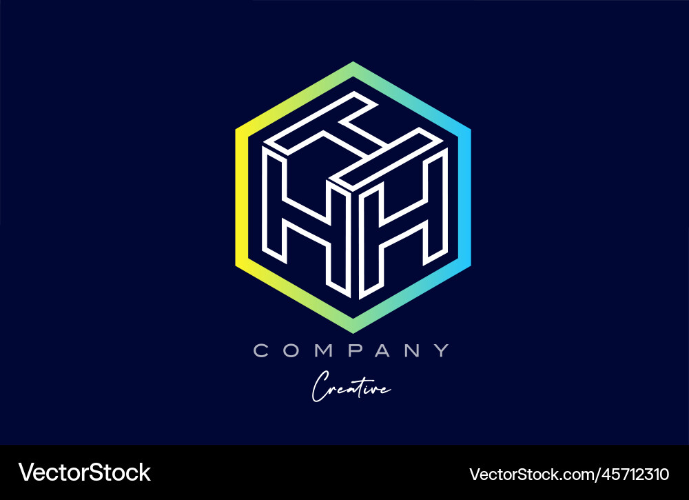 Line h three letter cube alphabet letter logo Vector Image