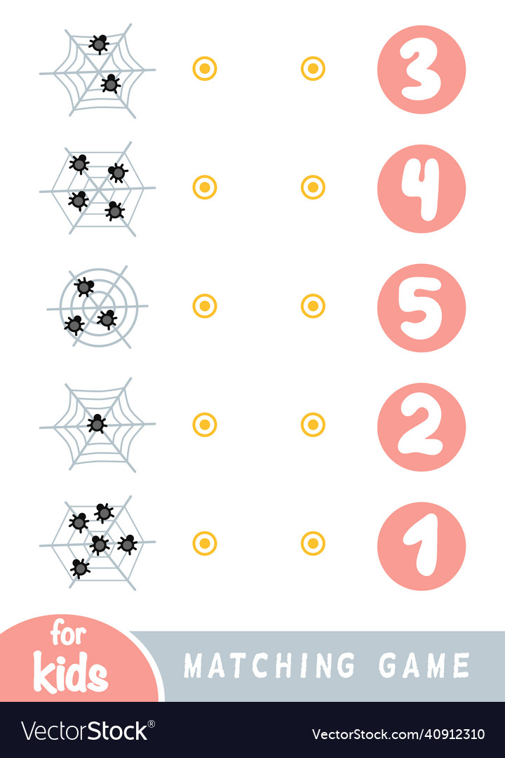 Matching game for children count how many spiders Vector Image