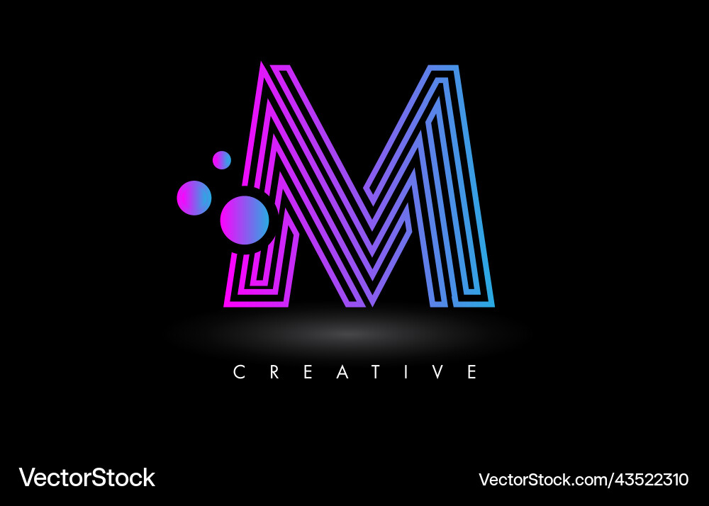 Purple lines m letter logo made Royalty Free Vector Image