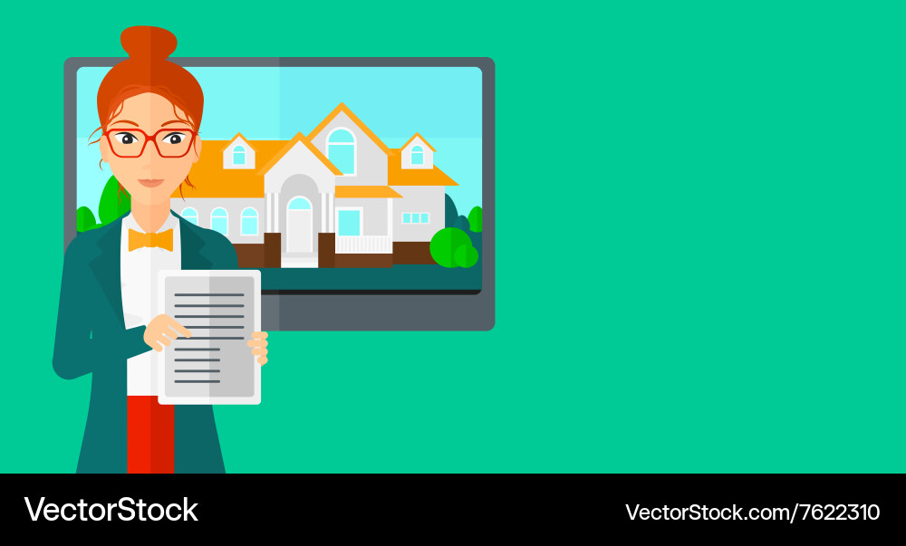 Real estate agent offering house Royalty Free Vector Image