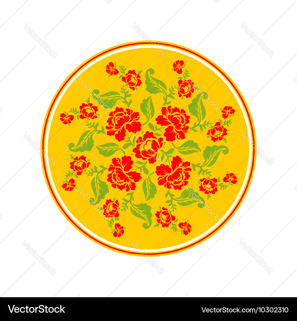 Russian national pattern Hohloma Retro Floral Vector Image