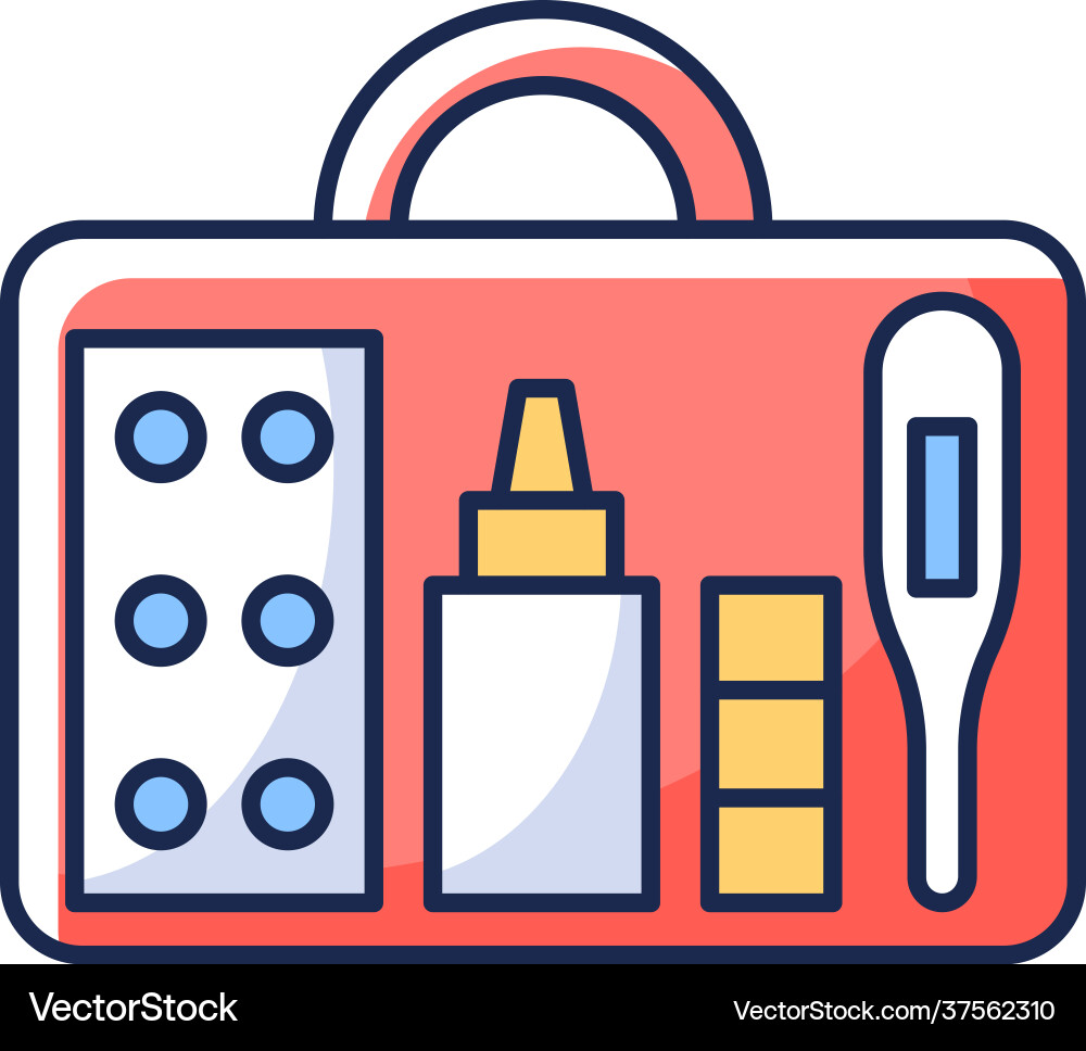 Small first aid kit rgb color icon Royalty Free Vector Image