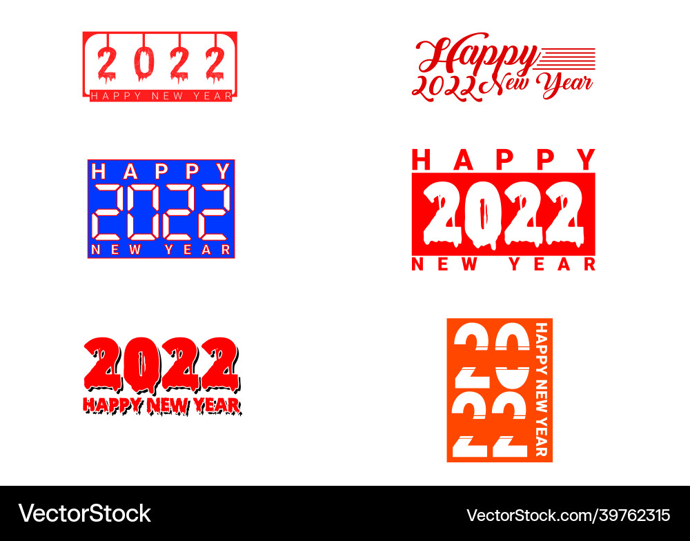 2022 happy new year logo design bundle template Vector Image