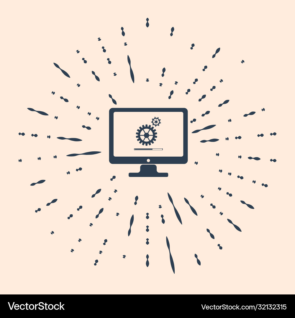 Black computer monitor update process with gear Vector Image