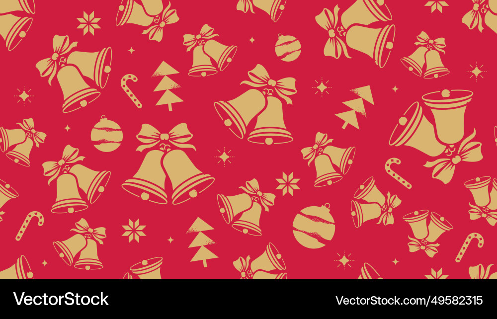 Christmas seamless pattern with bells and balls Vector Image