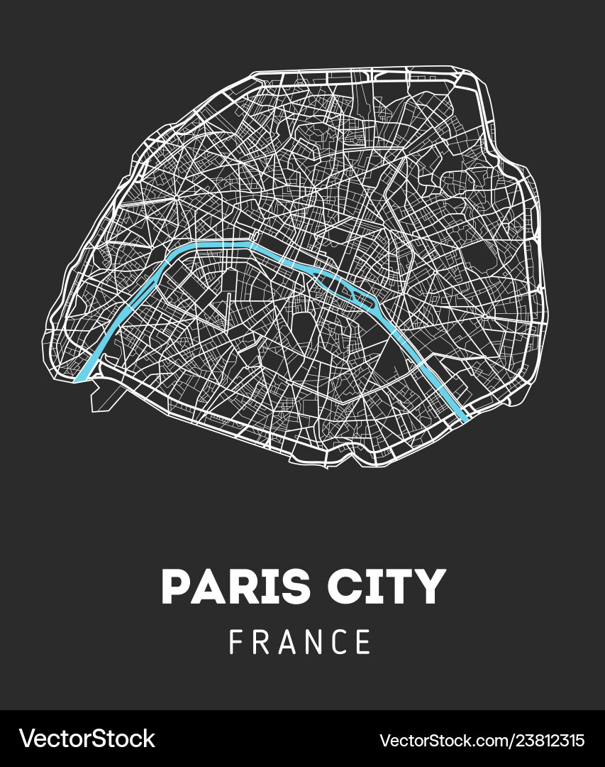City map paris city Royalty Free Vector Image - VectorStock