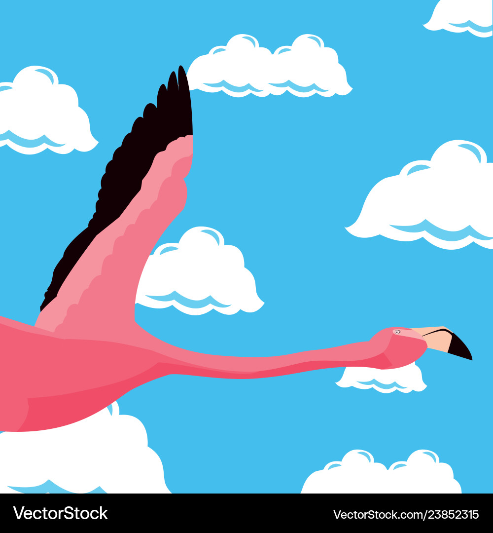 Cute flamingo flying Royalty Free Vector Image