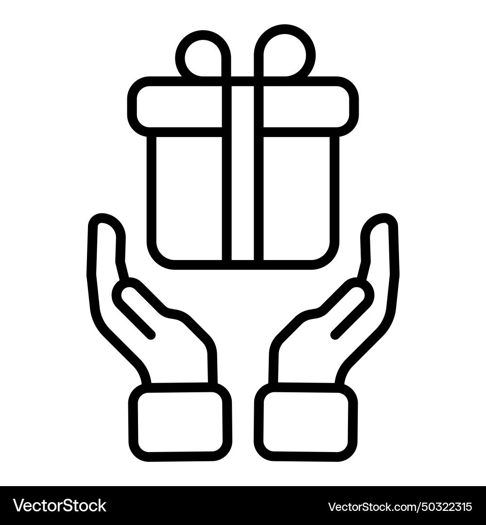 Gift in hands flat icon isolated on white Vector Image