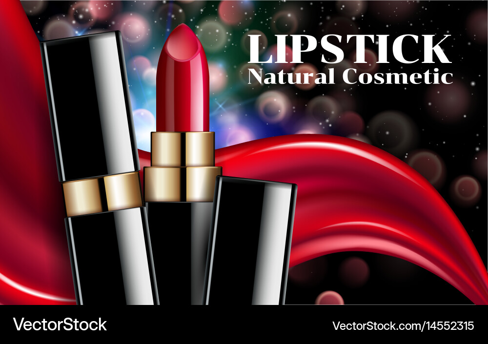 Glamorous lipstick ads liquid lipsticks makeup Vector Image
