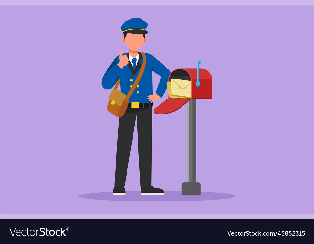 Graphic flat design drawing happy postman Vector Image