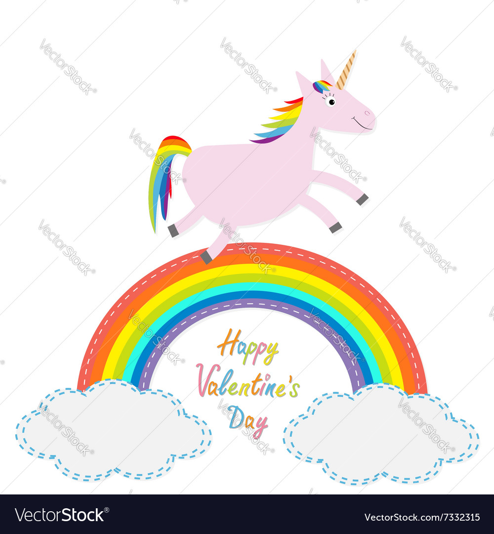 Happy valentines day love card rainbow in the sky Vector Image
