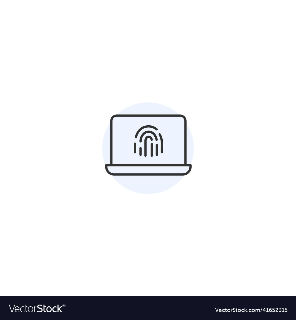 Laptop biometric password line icon computer Vector Image Laptop biometric password line icon computer Vector Image