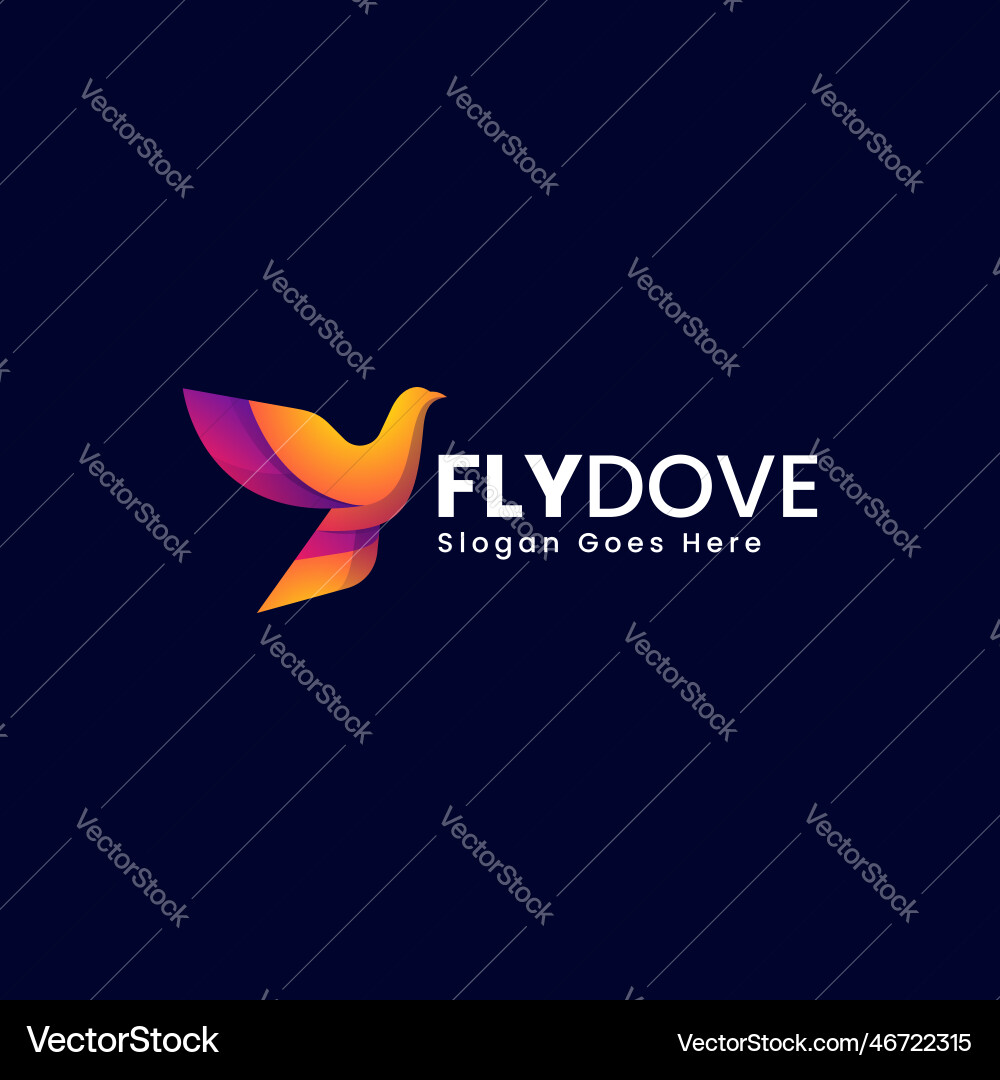 Logo fly dove gradient colorful style Royalty Free Vector