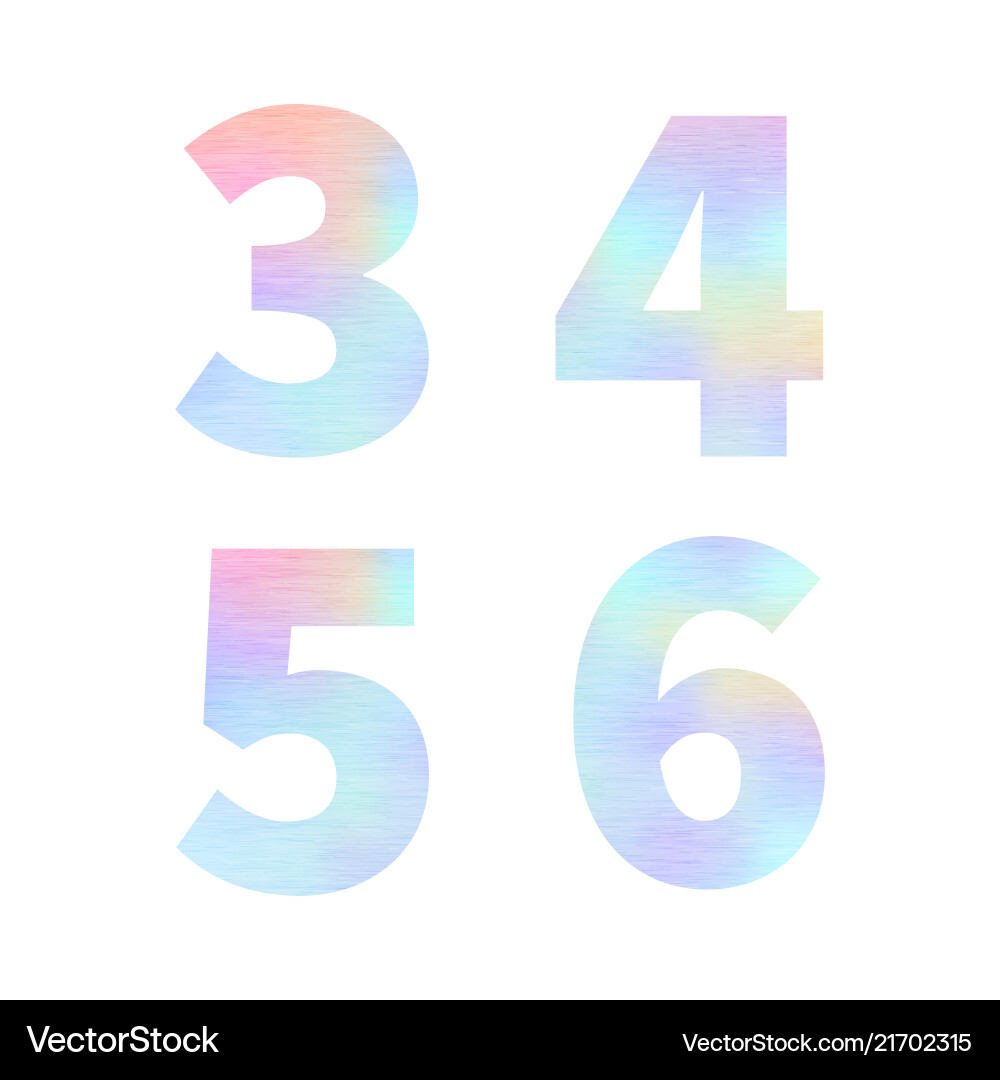 Modern 3 4 5 6 letters with bright colorful Vector Image