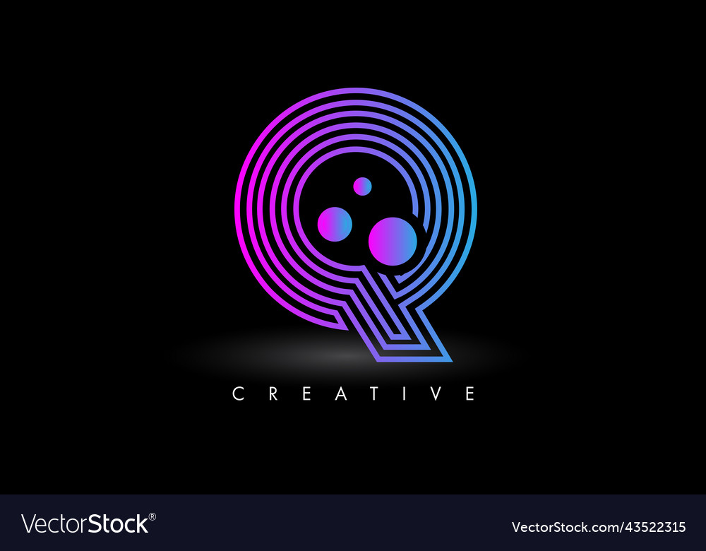 Purple lines q letter logo made Royalty Free Vector Image