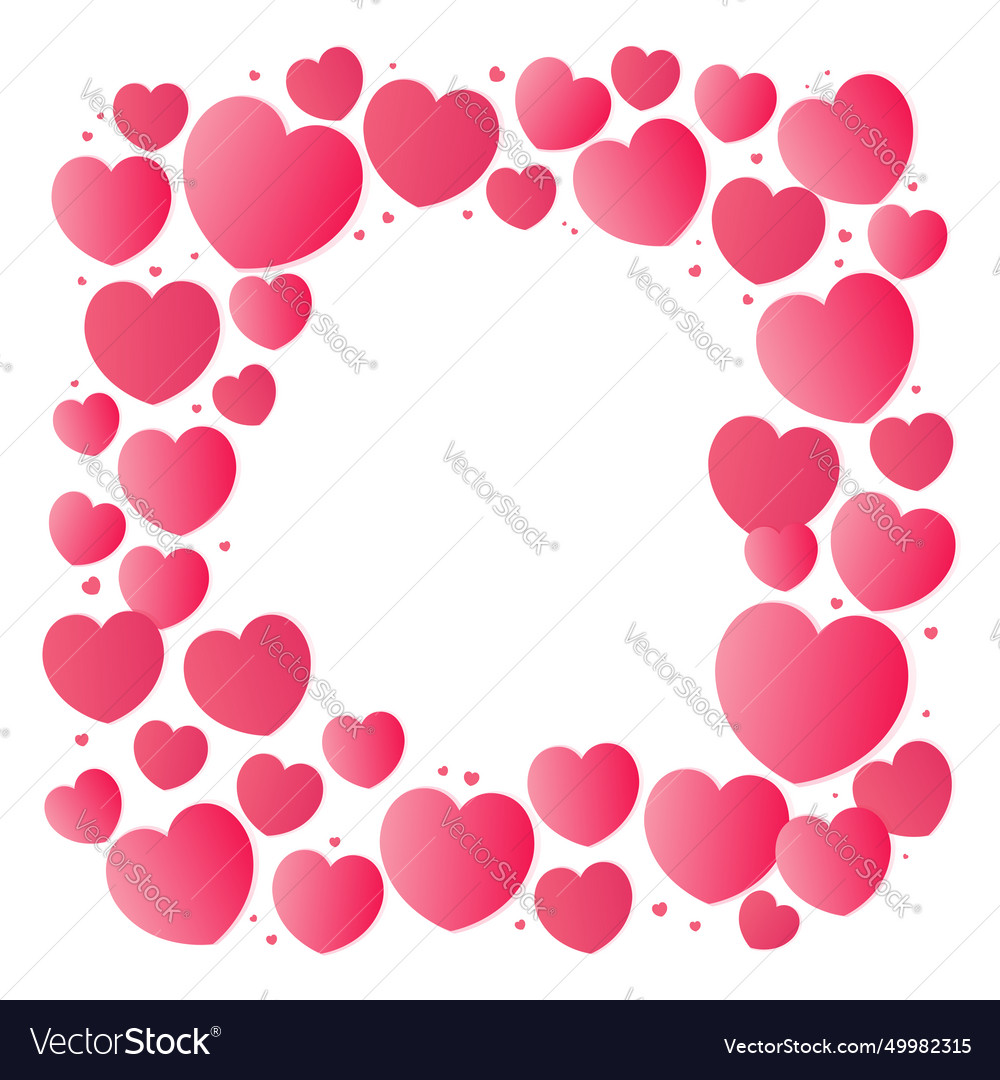 Red pink hearts valentines day frame border Vector Image
