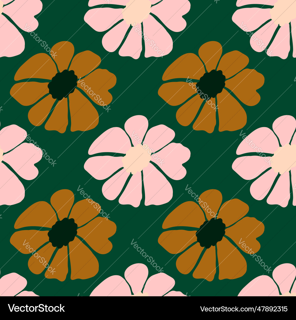 Retro groovy flowers seamless pattern vintage Vector Image