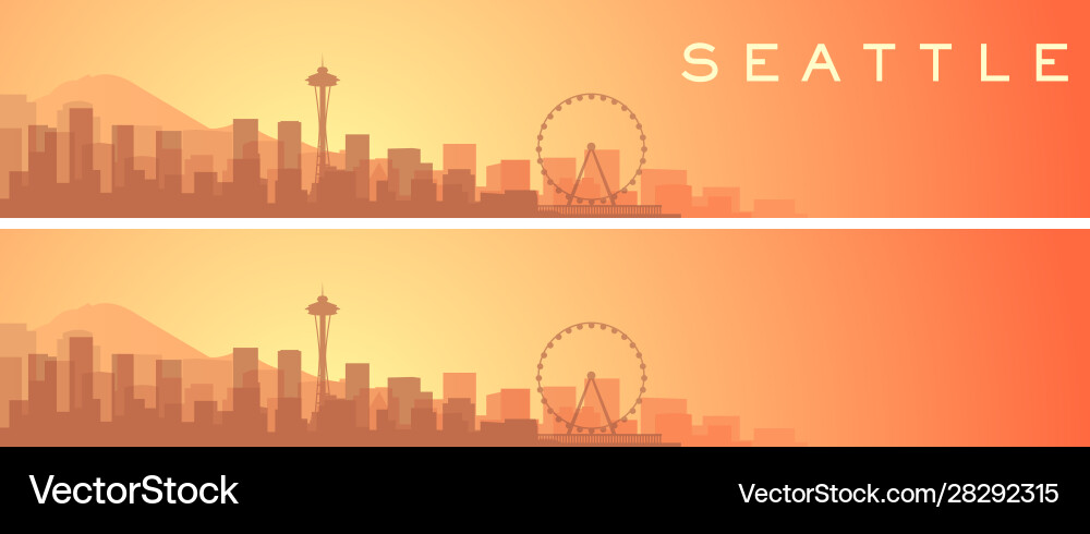 Seattle beautiful skyline scenery banner Vector Image