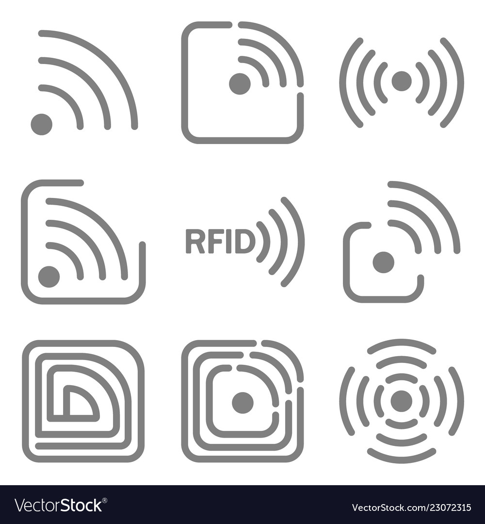 Set of icons with different variations of rfid Vector Image