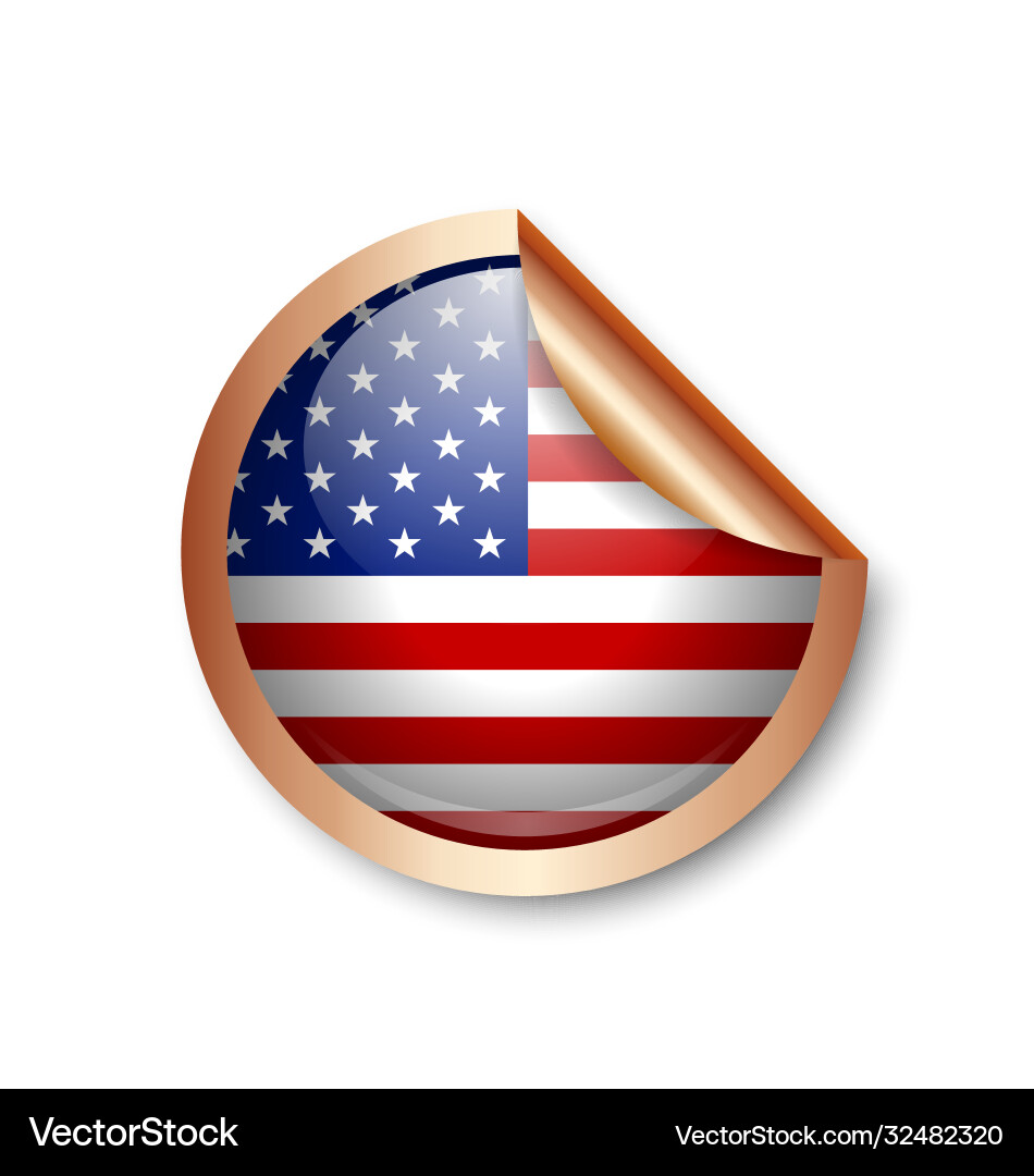 Bronze american sticker placed on white background