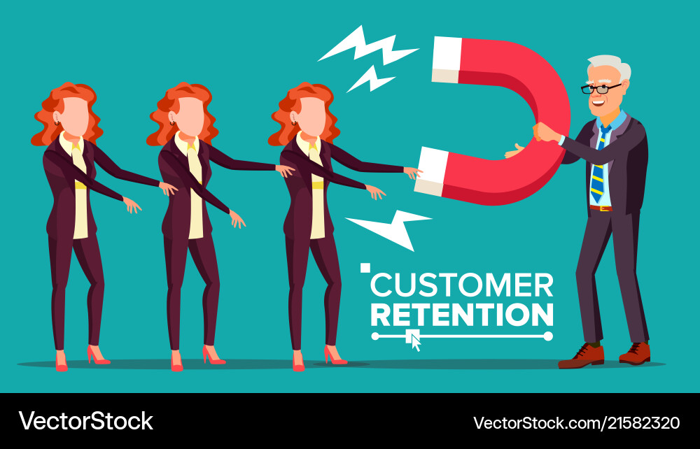 Customer retention businessman with giant Vector Image
