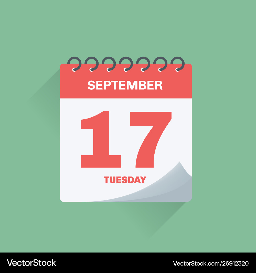 Day calendar with date september 17 Royalty Free Vector