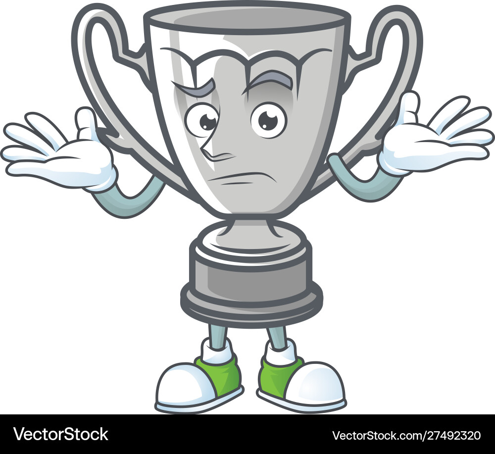 Grinning silver trophy with cartoon character Vector Image