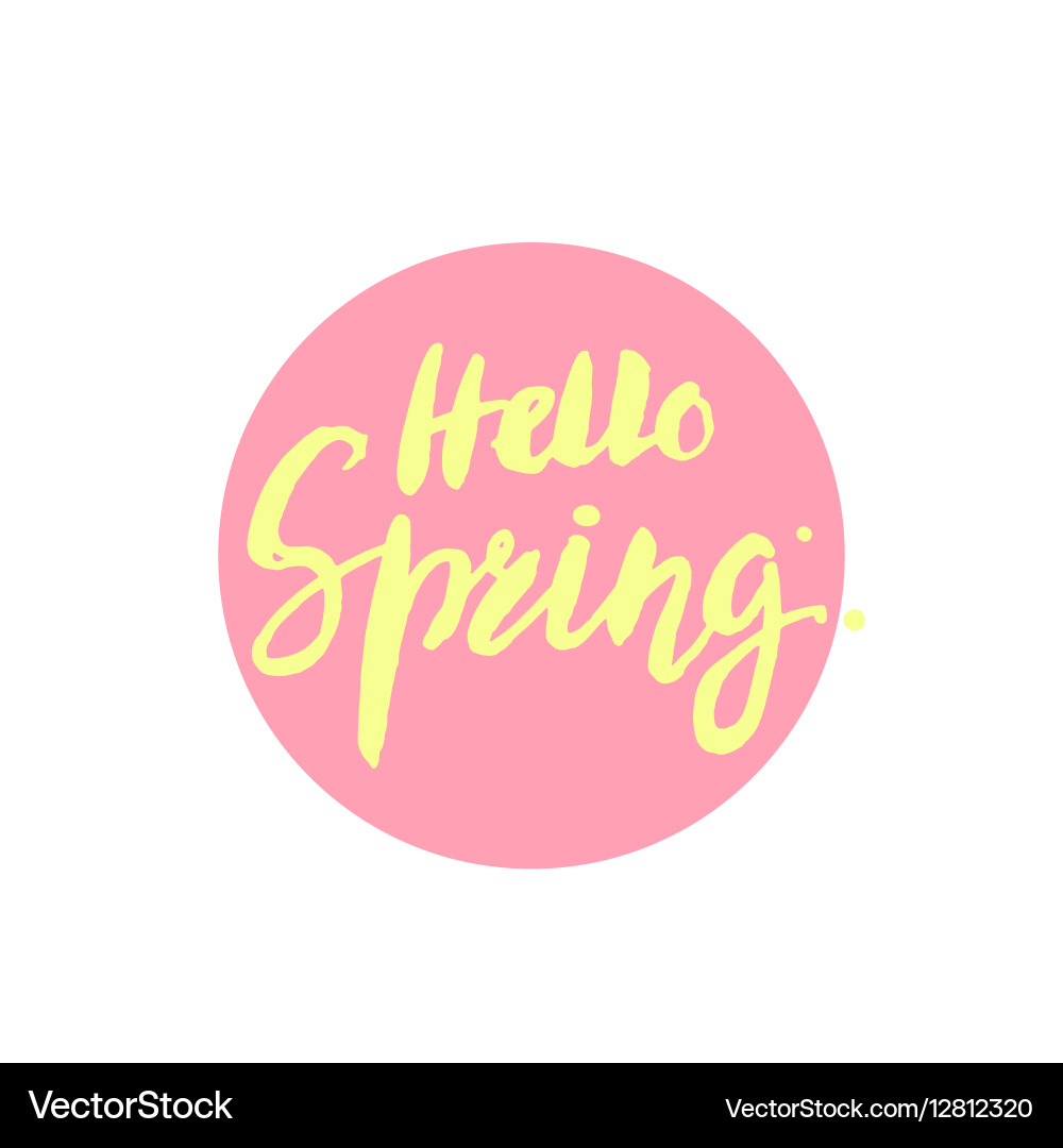 Hello spring brush lettering handdrawn Royalty Free Vector
